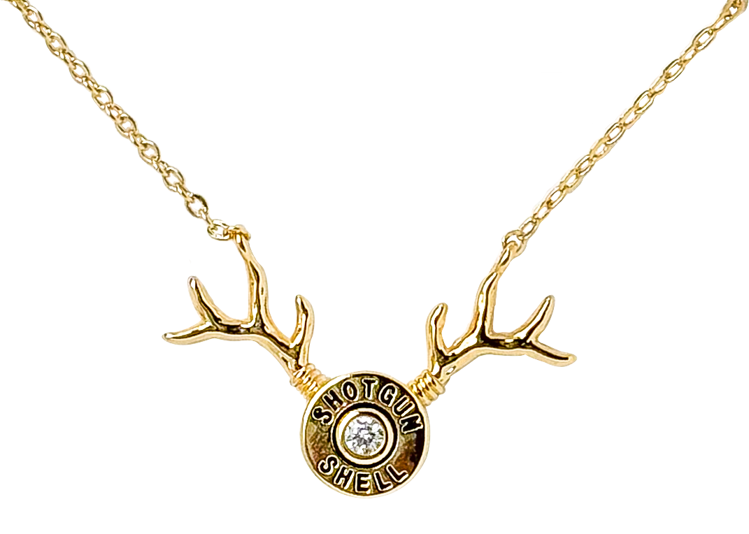 Amanda Blu Antler and Shotgun Cubic Zirconia Gold Necklace | Cabela's